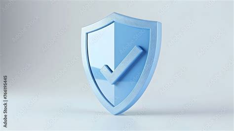 Cartoon 3d Icon Safety Shield Check Mark Perspective Blue Symbol Security Safety Icon