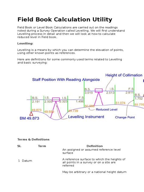 Field Book Calculation Utility Pdf Surveying Microsoft Excel