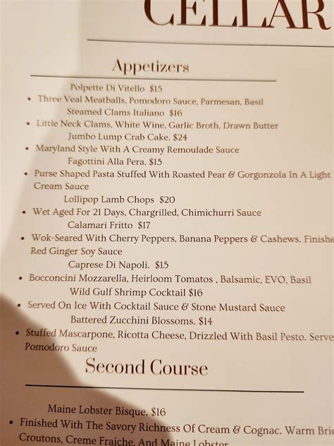 The Cellar Grille And Wine Bar Menu Full Menu Update 2026