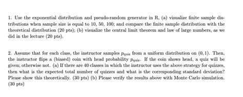solved 1 use the exponential distribution and pseudo random