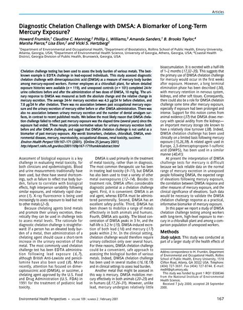 Pdf Diagnostic Chelation Challenge With Dmsa A Biomarker Of Long