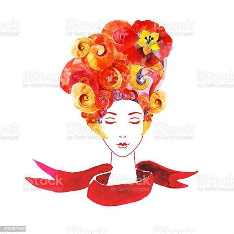 Gadis Dengan Bunga Di Rambut Anda Ilustrasi Stok Unduh Gambar