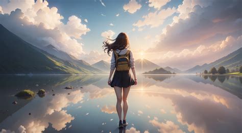 1 Girl Full Body Landscape V Seaart Ai