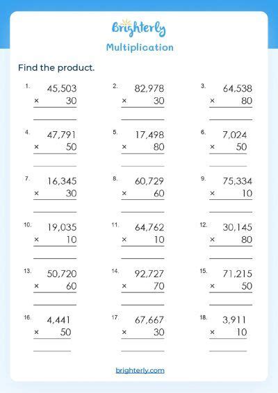 Grade 5 Math Work Sheet