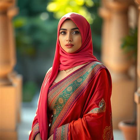 Grace In Color Muslim Woman In A Vibrant Saree