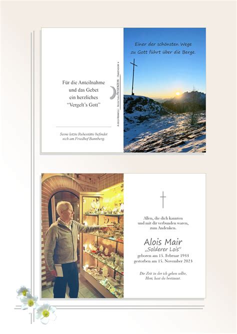 Andenkbild Alois Mair Trauer Link