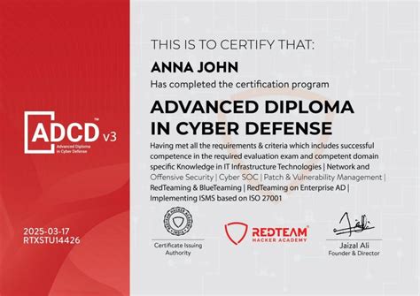 Cybersecurity Advanceddiploma Cyberdefense Continuouslearning