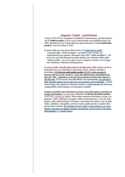 Il Positivismo Di Comte Docsity
