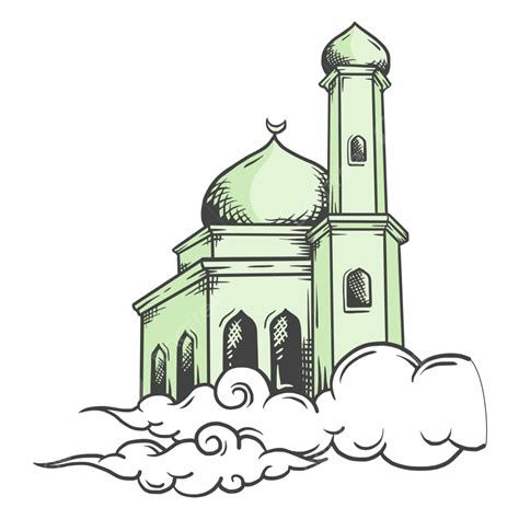 รูปภาพประกอบมัสยิดที่วาดด้วยมือ เวกเตอร์ Png มัสยิด วาดมือ รอมฎอน