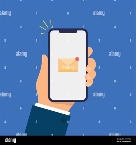 New Email Notification On Smartphone Screen Hand Holds The Smartphone