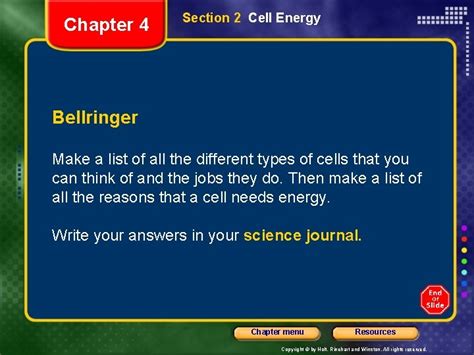 Chapter The Cell In Action Table Of