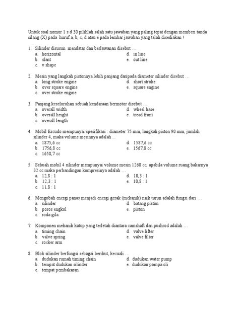 Soal Engine Dan Komponennya Pdf