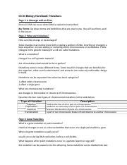 Mutations Docx Biology Notebook Mutations Page A Message With An Error Errors
