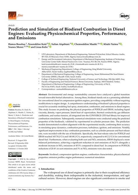 Pdf Prediction And Simulation Of Biodiesel Combustion In Diesel Engines Evaluating