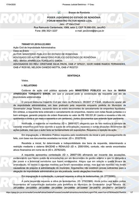 Justiça De Rondônia Condena Ex Prefeita De Município Do Interior Ela