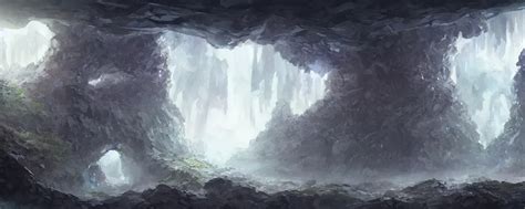 Concept Art Of An Ancient Fantasy Cave With Huge Stable Diffusion