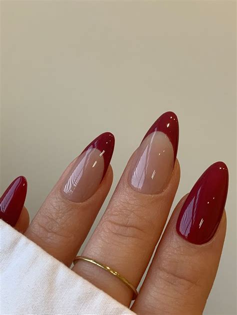 Muted Red French Detail Nails Salon Quality Hand Painted Press On Nails