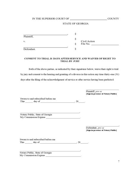 Free Printable Divorce Papers For Georgia
