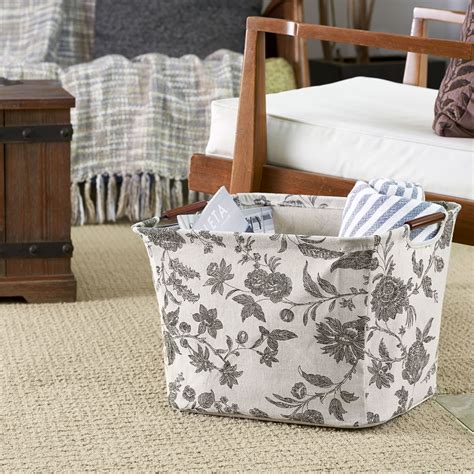 Household Essentials Medium Tapered Storage Bin With Wood Handles