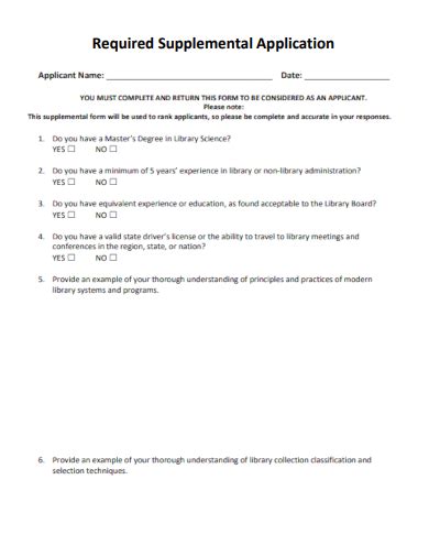 Free 37 Supplemental Application Samples In Pdf Ms Word