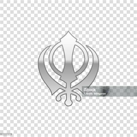 Argent De Sikhisme Religion Khanda Symbole Isolé Objet Sur Fond