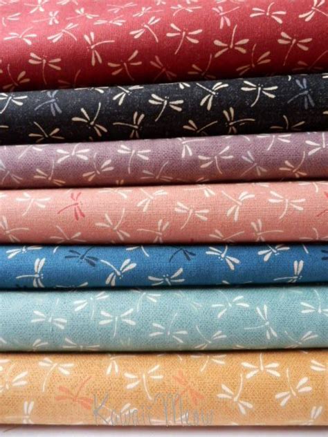 Beautiful Japanese Fabric Dragonfly 7 Fat Quarter Bundle Set