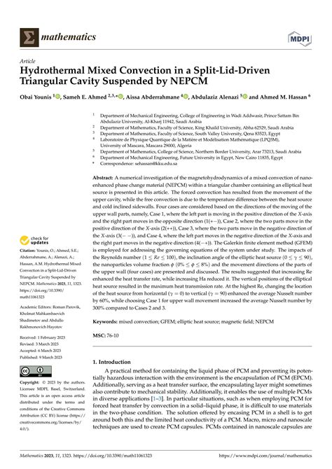 Solution Hydrothermal Mixed Convection In A Split Lid Driven