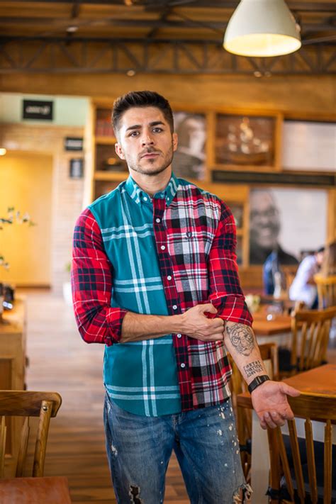 Camisa De Combinaciones De Cuadros Gris Y Rojos FOR2612 Fortrop
