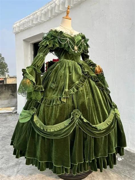 Green Exquisite Ball Gown Off The Shoulder Velvet Long Party Dress Pro