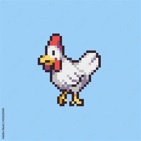Fully Editable Pixel Art Vector Illustration Chicken For Game