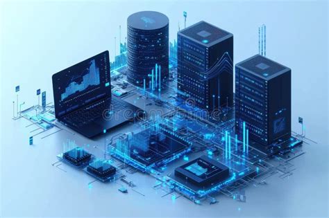 Technology Concept Visualization Featuring Data Servers And Network Infrastructure Stock Image