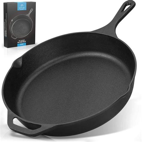 Zulay Kitchen 12 Inch Heavy Duty Cast Iron Skillet Grill Stovetop