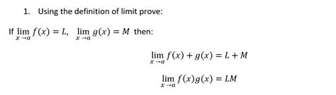Solved Using The Definition Of Limit Prove Chegg