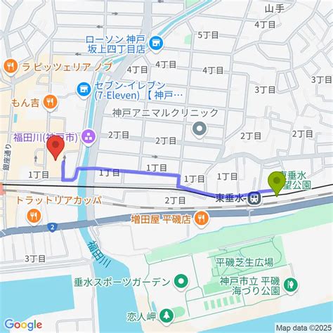 東垂水駅から垂水区文化センター レバンテホールへのルートマップ MDATA