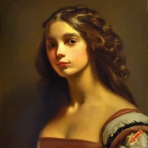 Neoclassicism Oil Painting Of A Red Haired Girl With Her Cat On Craiyon