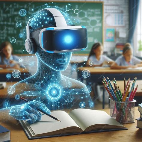 Vr Headset Using Ai Artificial Intelligence Technology Machine Learning Premium Ai Generated Image