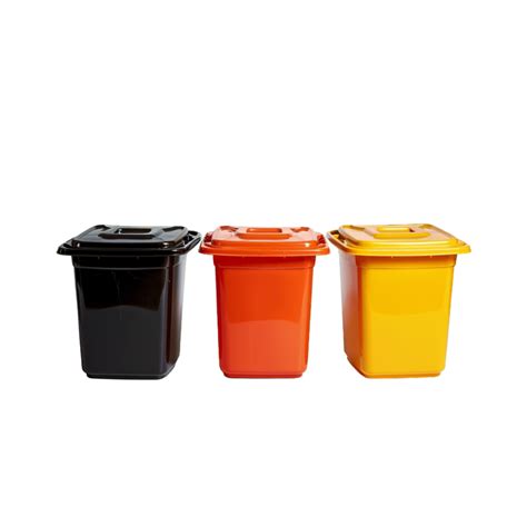 Three Colorful Trash Bins Stacked With Square Lids 56664808 Png
