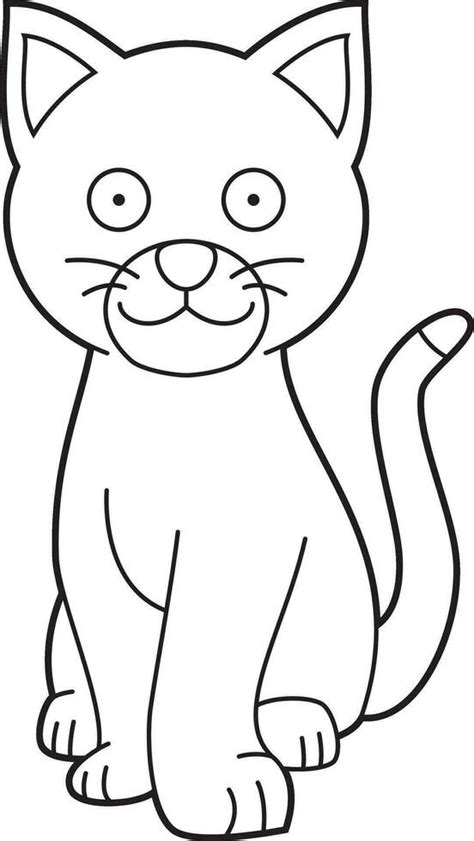 Easy Coloring Cartoon Vector Illustration Of A Cat 28763342 Vector Art