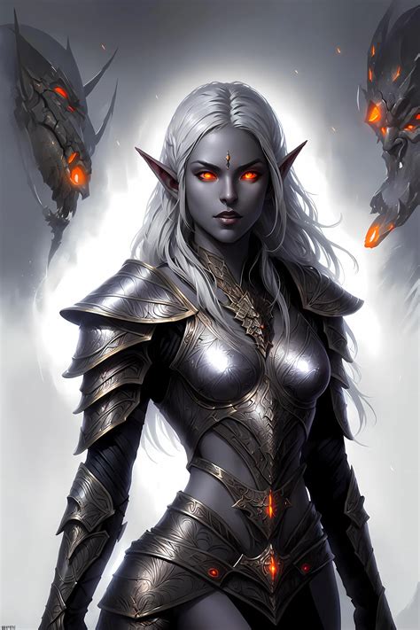 Masterpiece Best Quality Drow Dark Elf Colored Skin Seaart Ai