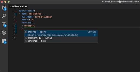 Cloudfoundry Manifest Yml Support Visual Studio Marketplace