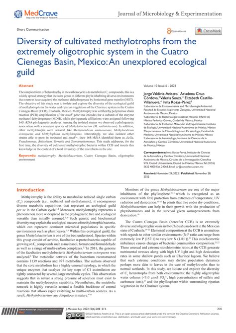 Pdf Diversity Of Cultivated Methylotrophs From The Extremely