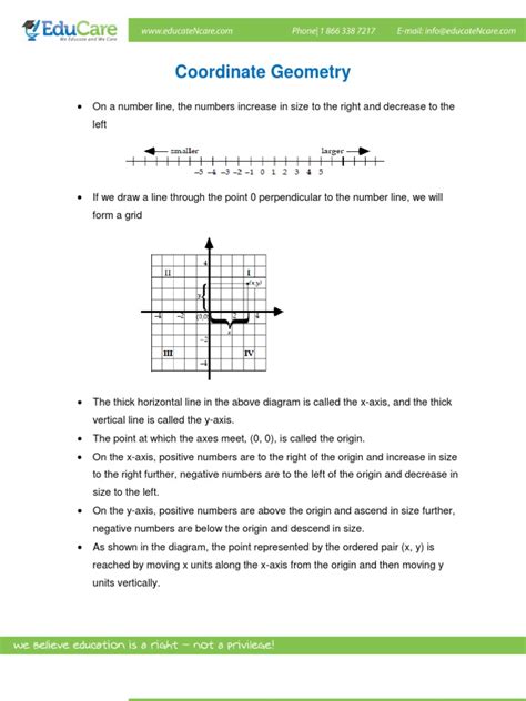 Math Worksheet Co Ordinate Geometry Cartesian Coordinate System Geometric Measurement