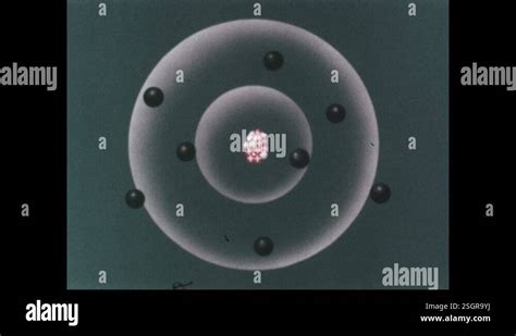 1960s Three Dimensional Diagram Of Oxygen Atom With Nucleus And Electron Eight Stock Video