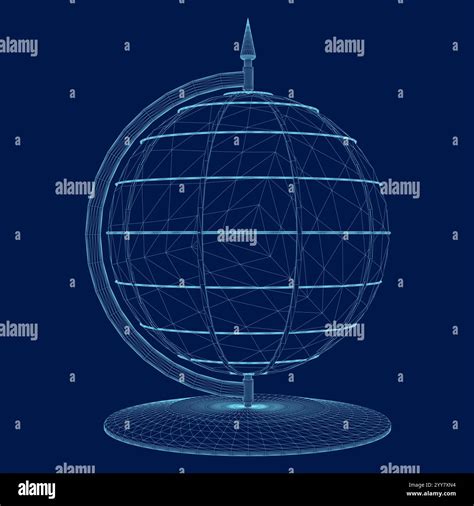 Wireframe Globe From Blue Lines Vector Illustration Stock Vector Image