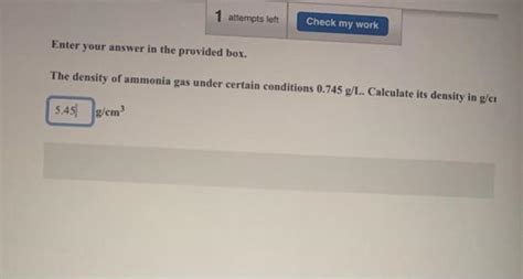 Solved Enter Your Answer In The Provided Box The Density Of