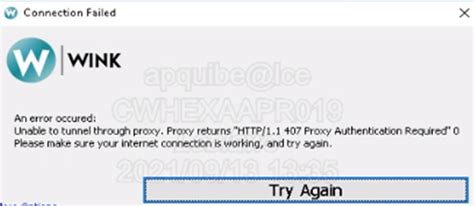 Web Service Error Messages Try Again Dialog Wink