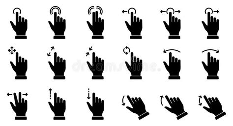 Gesture Slide Left And Right Black Pictogram Hand Finger Touch Swipe