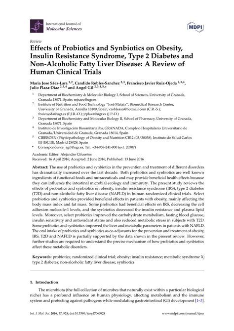 Pdf Effects Of Probiotics And Synbiotics On Obesity Insulin