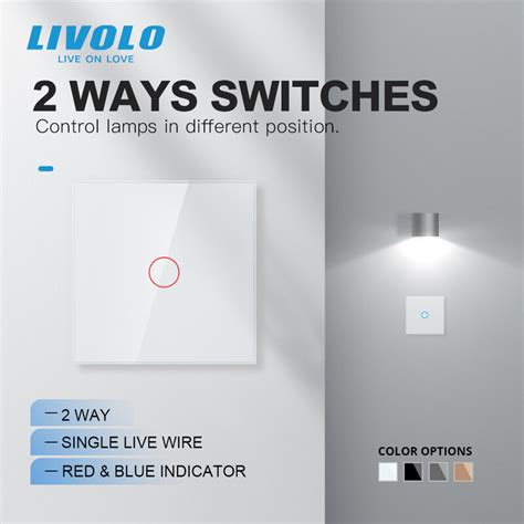 Livolo Eu Standard 1 Gang 2 Way Wall Touch Control Switchcrystal Glass