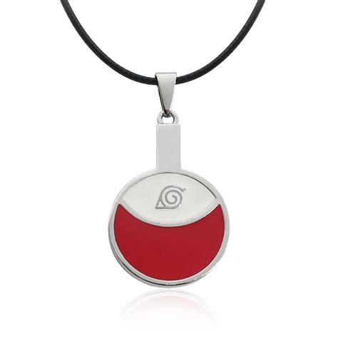 Hot Anime Naruto Necklaces Pendants Uchiha Itachi Logo Choker Necklace Enamel Naruto Leaf